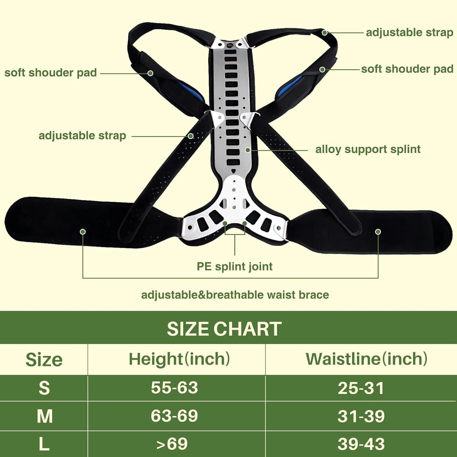 Posture Corrector Back Support for Hunched Back & Kyphosis - Vertebral ...