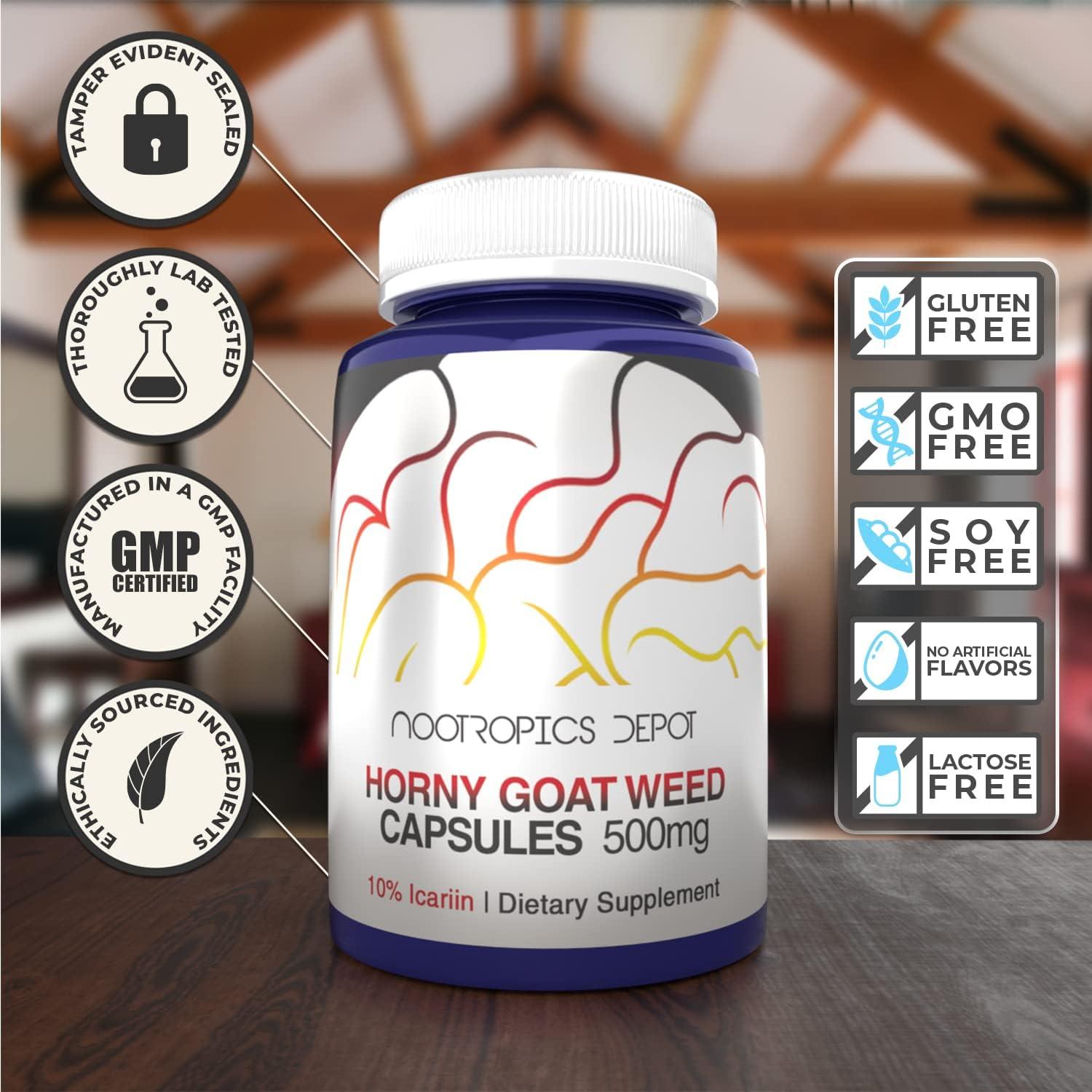 Nootropics Depot Horny Goat Weed Capsules 500mg | 30 Count | 10% ...