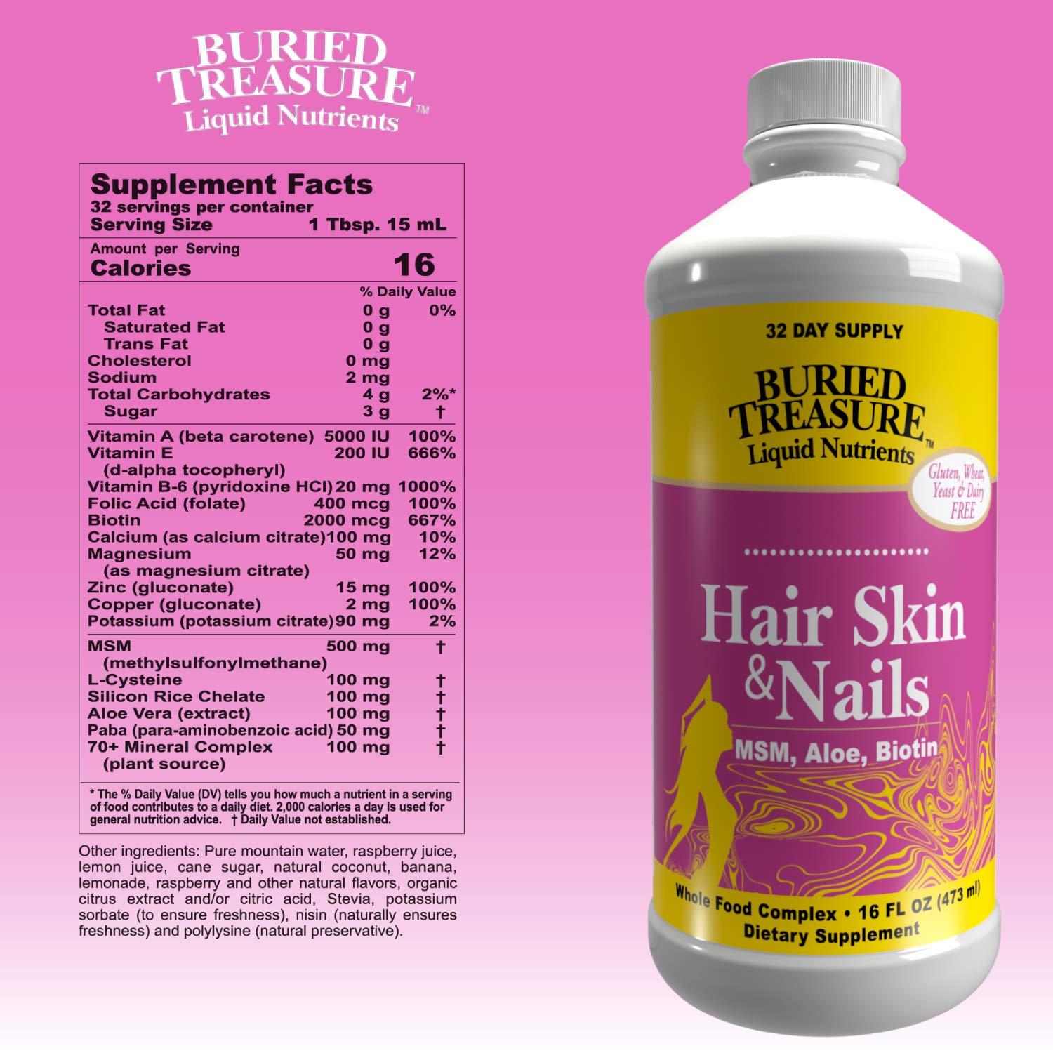 Buried Treasure Hair, Skin & Nails Liquid Supplement with Biotin, MSM ...