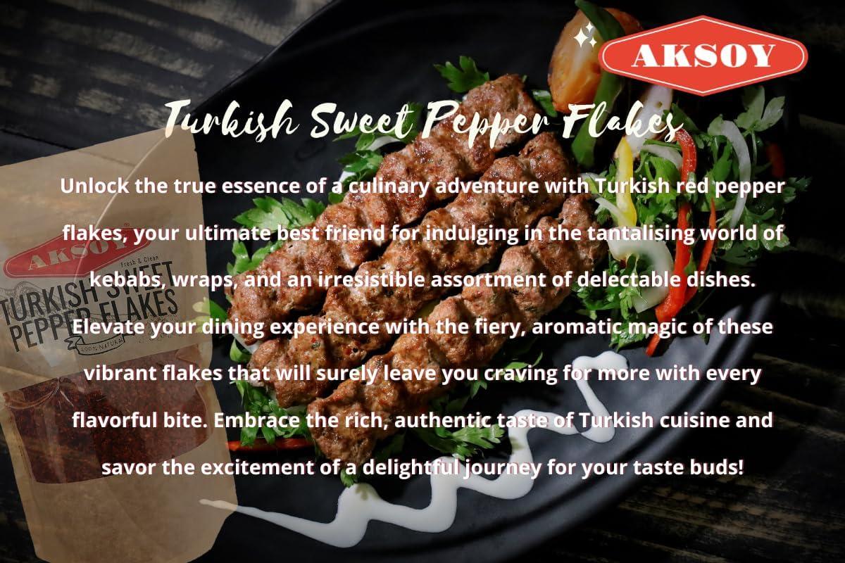 Premium Turkish Sweet Red Pepper Flakes 200g | 3-4mm Size | Aksoy ...