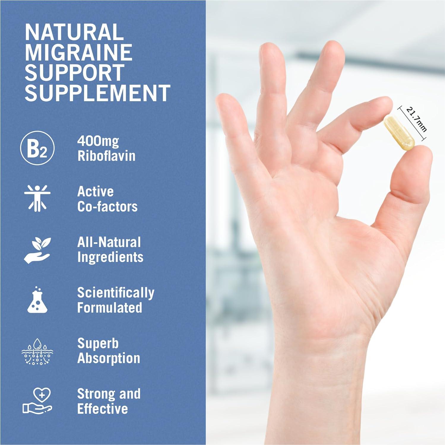 Migraine Peace: Riboflavin 400mg Relief Tablets with Co-Factors for ...