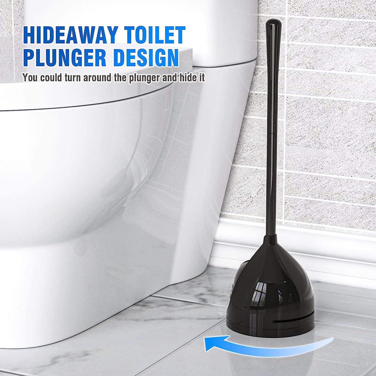 Uptronic All-Angle Toilet Plunger with Holder - Heavy Duty Black ...