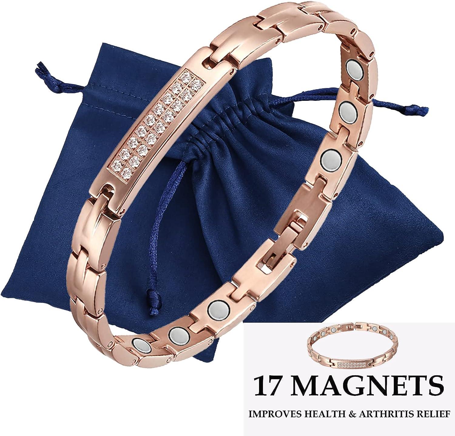 LPLSROAD Magnetic Lymph Detox Bracelet for Women - Rose Gold Titanium ...