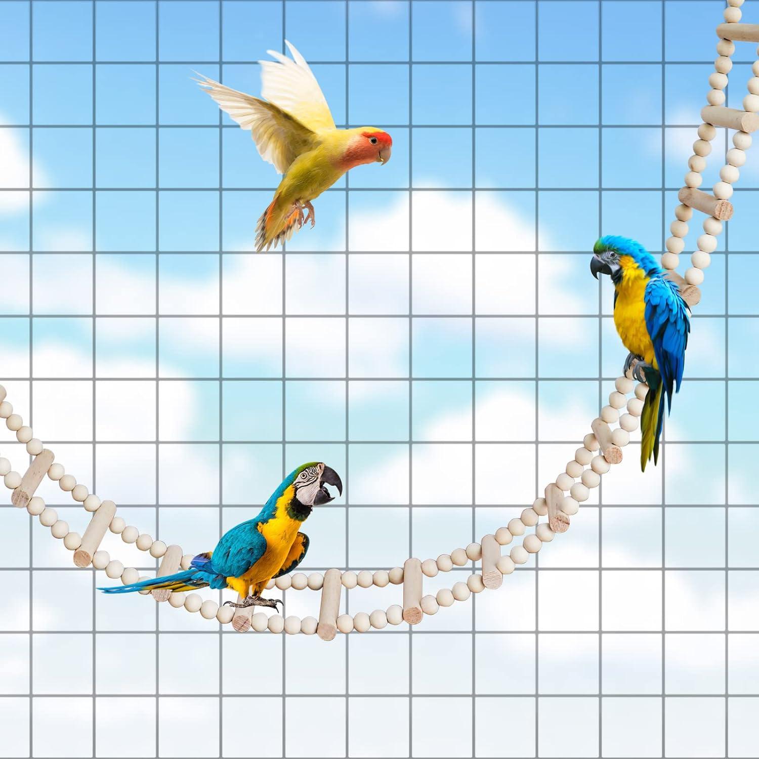 Bird Parrot Ladder Bridge Wooden Bird Climbing Swing Toys Bird Perch ...