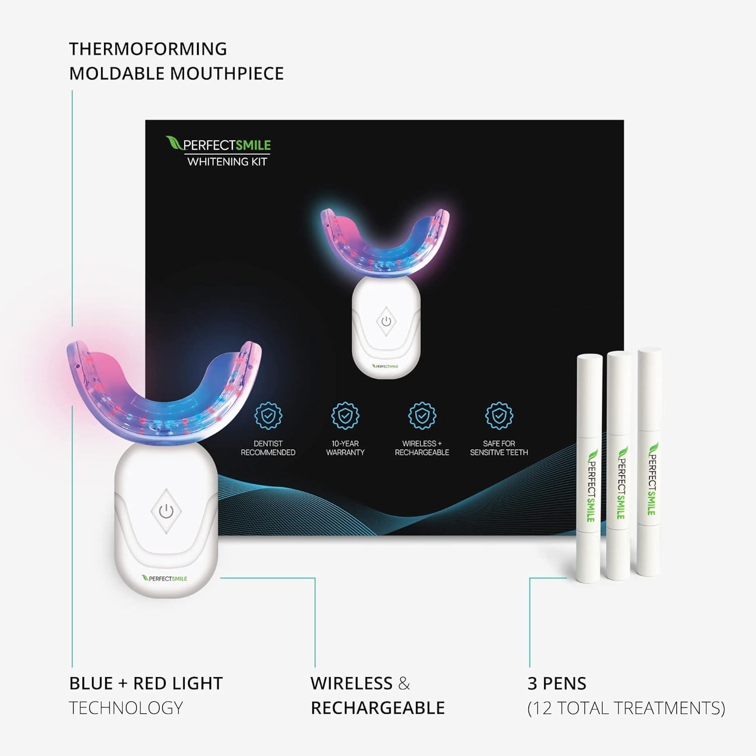 Perfect Smile LED Whitening Kit - Wireless & Rechargeable | Safe for ...