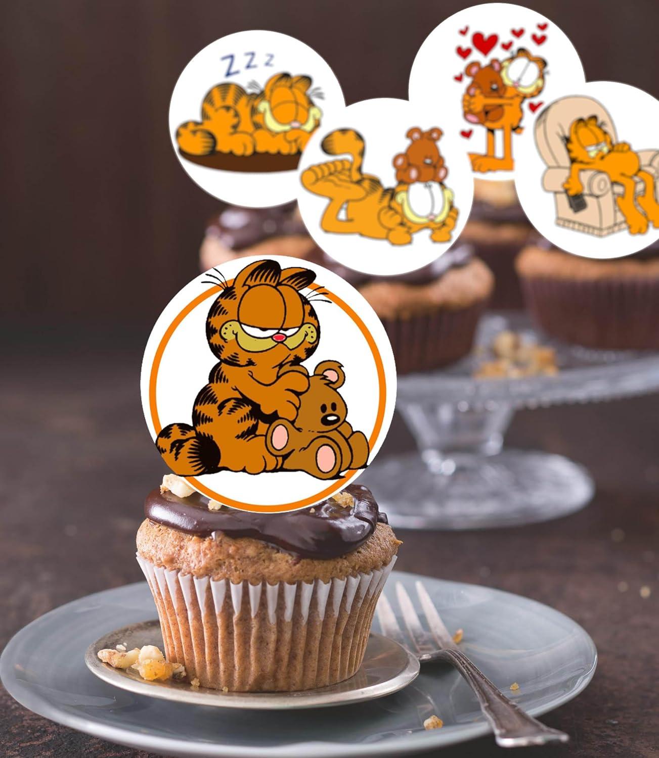 Pre-Cut Garfield 2B Edible Stand up Wafer Paper Cupcake Toppers Cake ...