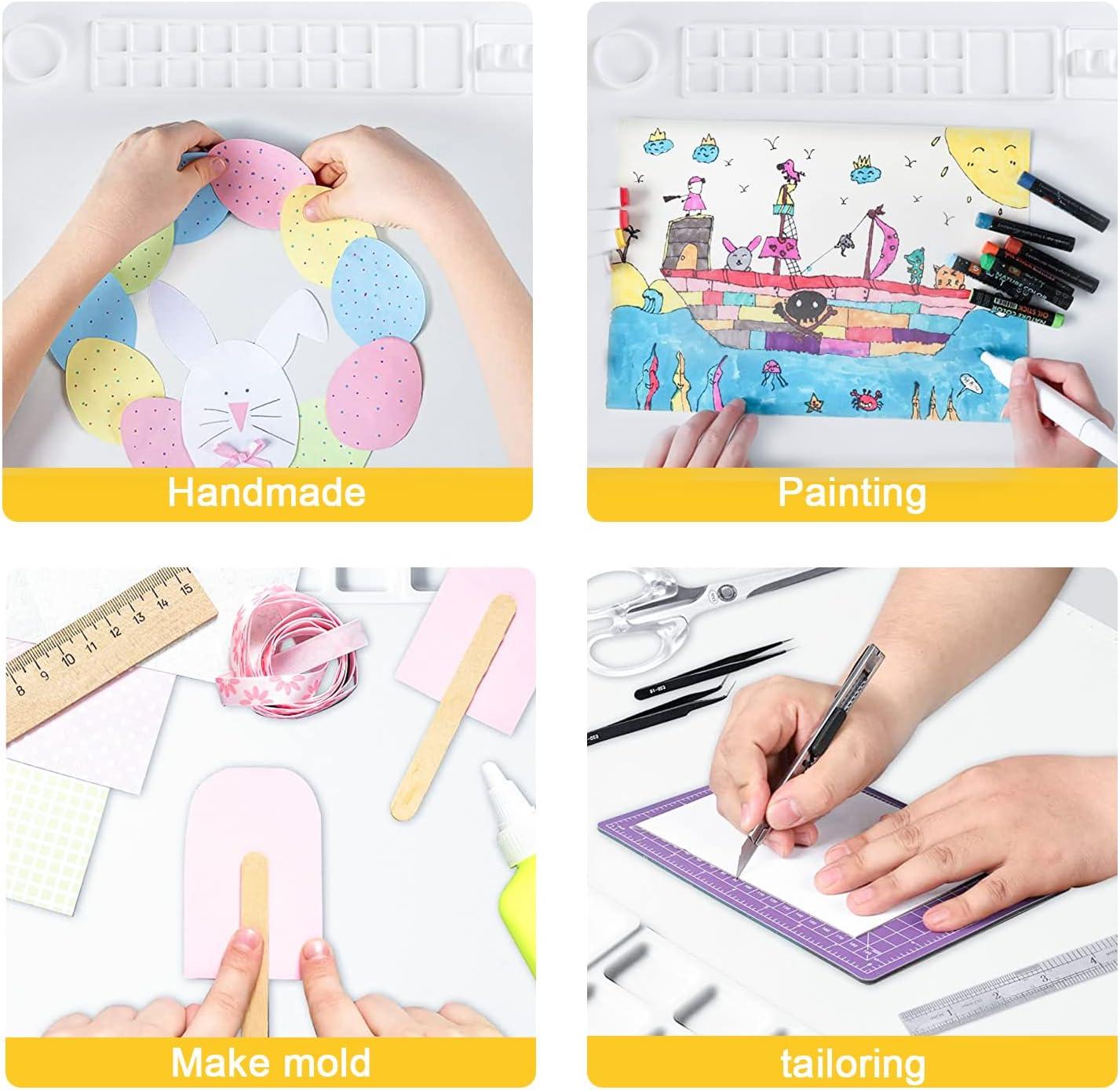 Phhasxyle Silicone Painting Mat - 20x16 inch White Craft Mat for Kids ...