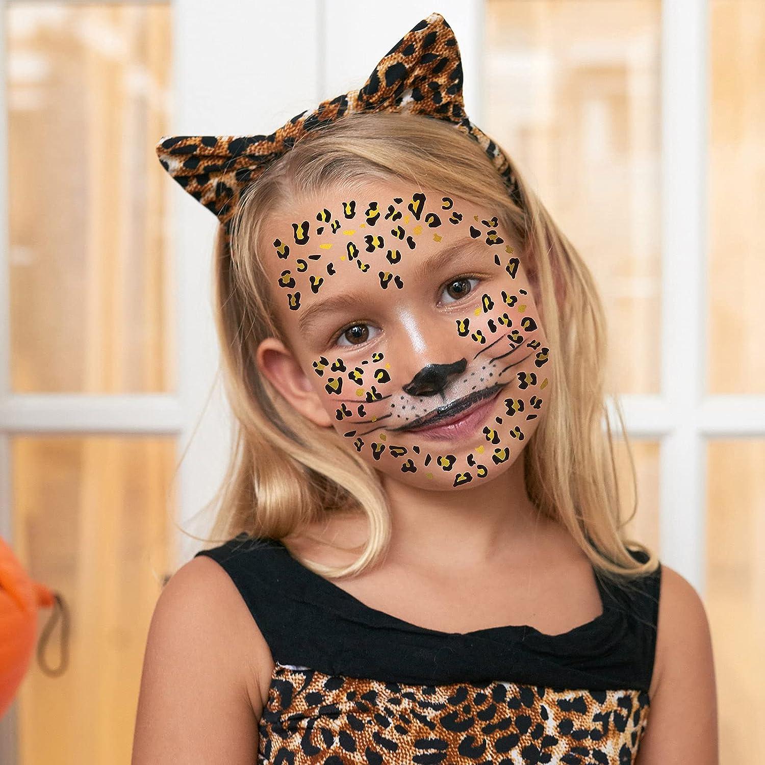 12 Sheets Cheetah Temporary Tattoos for Women - Leopard Print Face ...