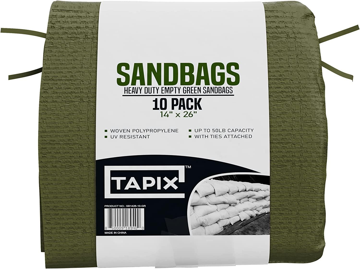 Empty Military Green Sandbags with Ties | 14x26 Woven Polypropylene ...