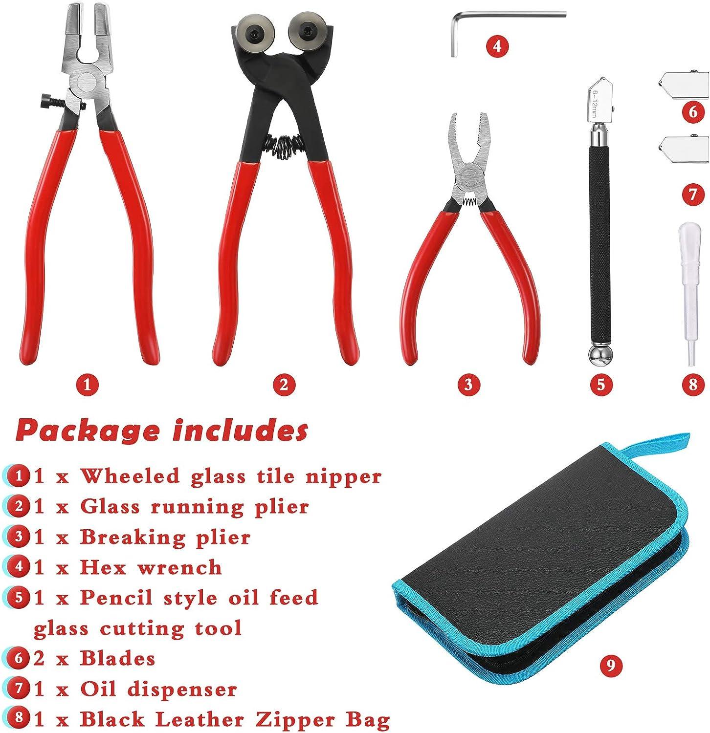 8 Pieces Glass Mosaic Cutter Kits Including Wheeled Glass Tile Nipper ...