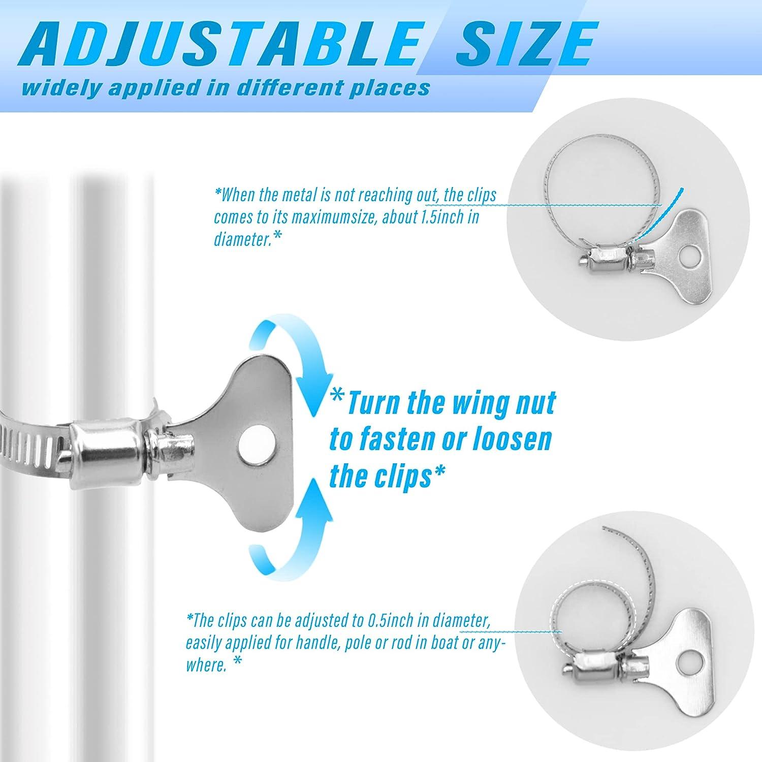 4 Pack Boat Flag Clips with Carabiner Clamp Universal Stainless Steel ...