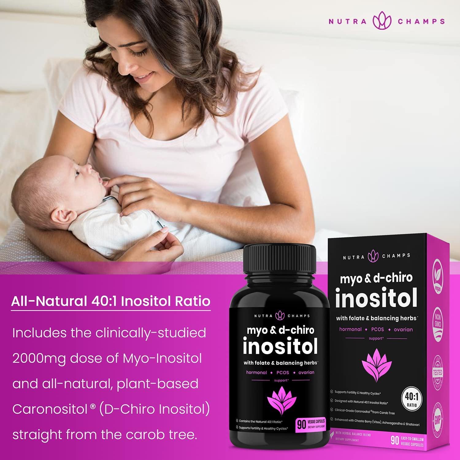 Inositol & Chiro Inositol Supplement 40:1 Ratio B8 Powder with Vitex ...
