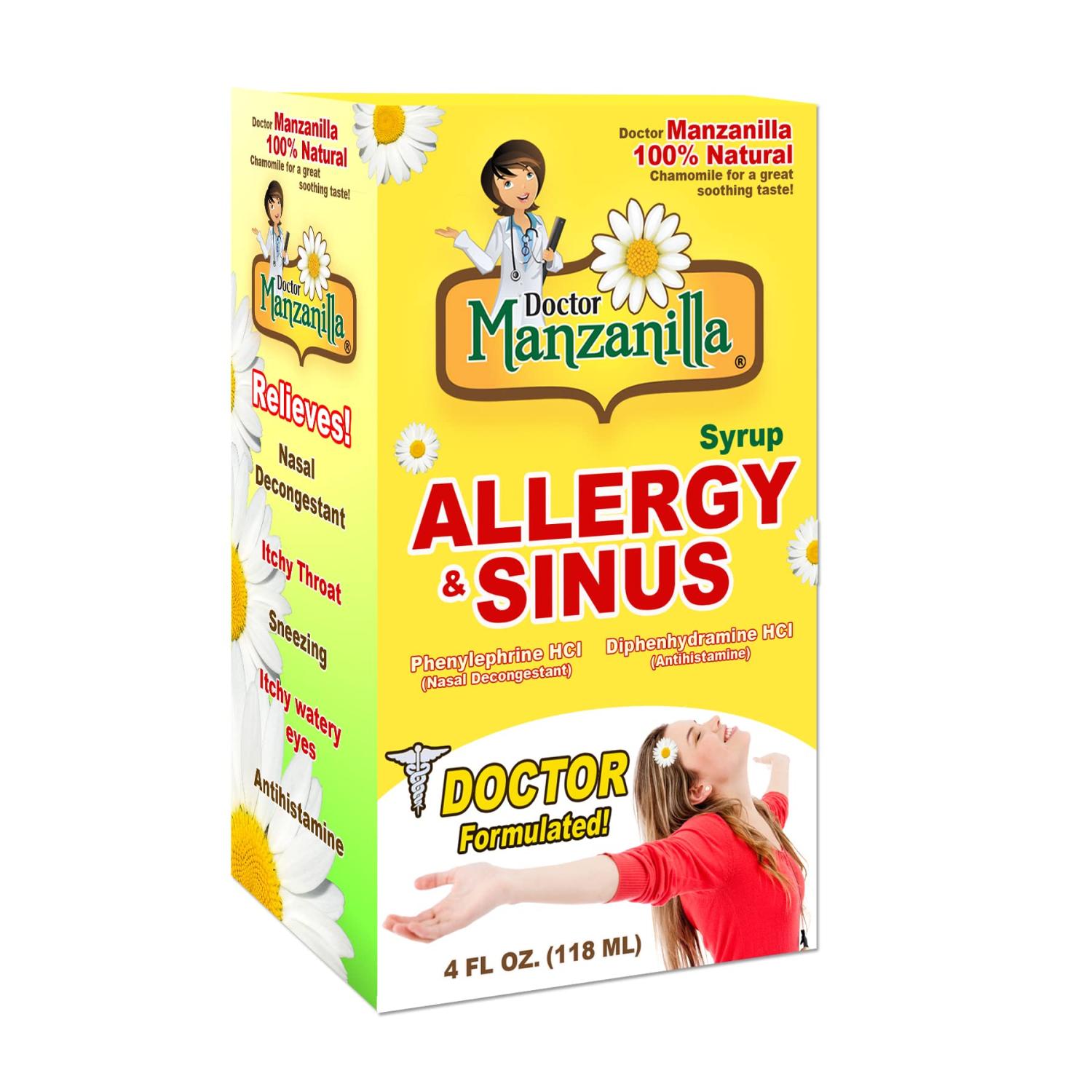 Doctor Manzanilla Allergy & Sinus Relief Syrup - Natural Relief for ...