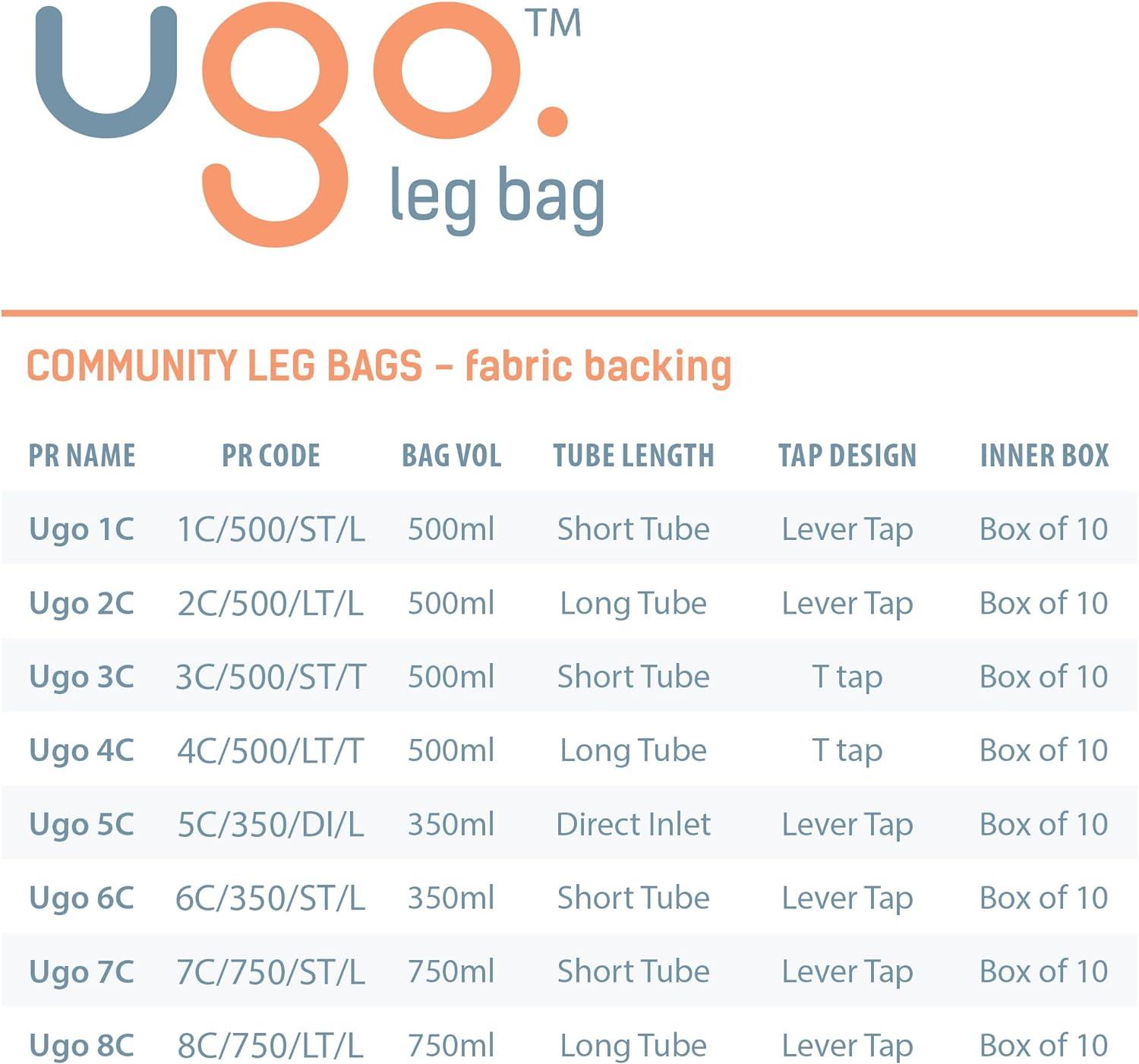 Ugo Leg Bags x10 - Urine Drainage Bag/Catheter Leg Bags with Lever Tap - Incontinence Leg Bag ...
