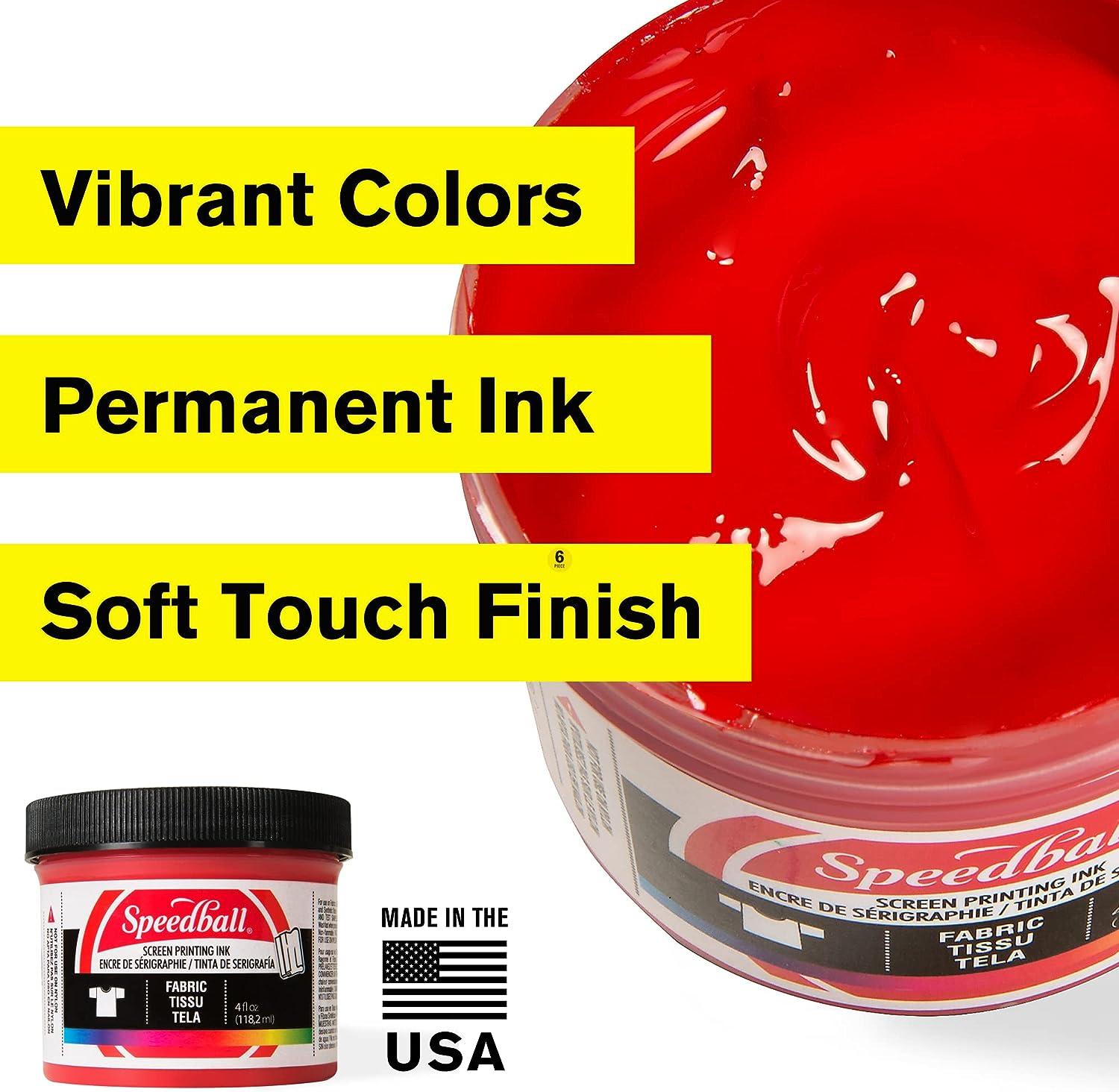 Speedball Fabric Screen Printing Ink Starter Set - Opaque 6-Color 4oz ...