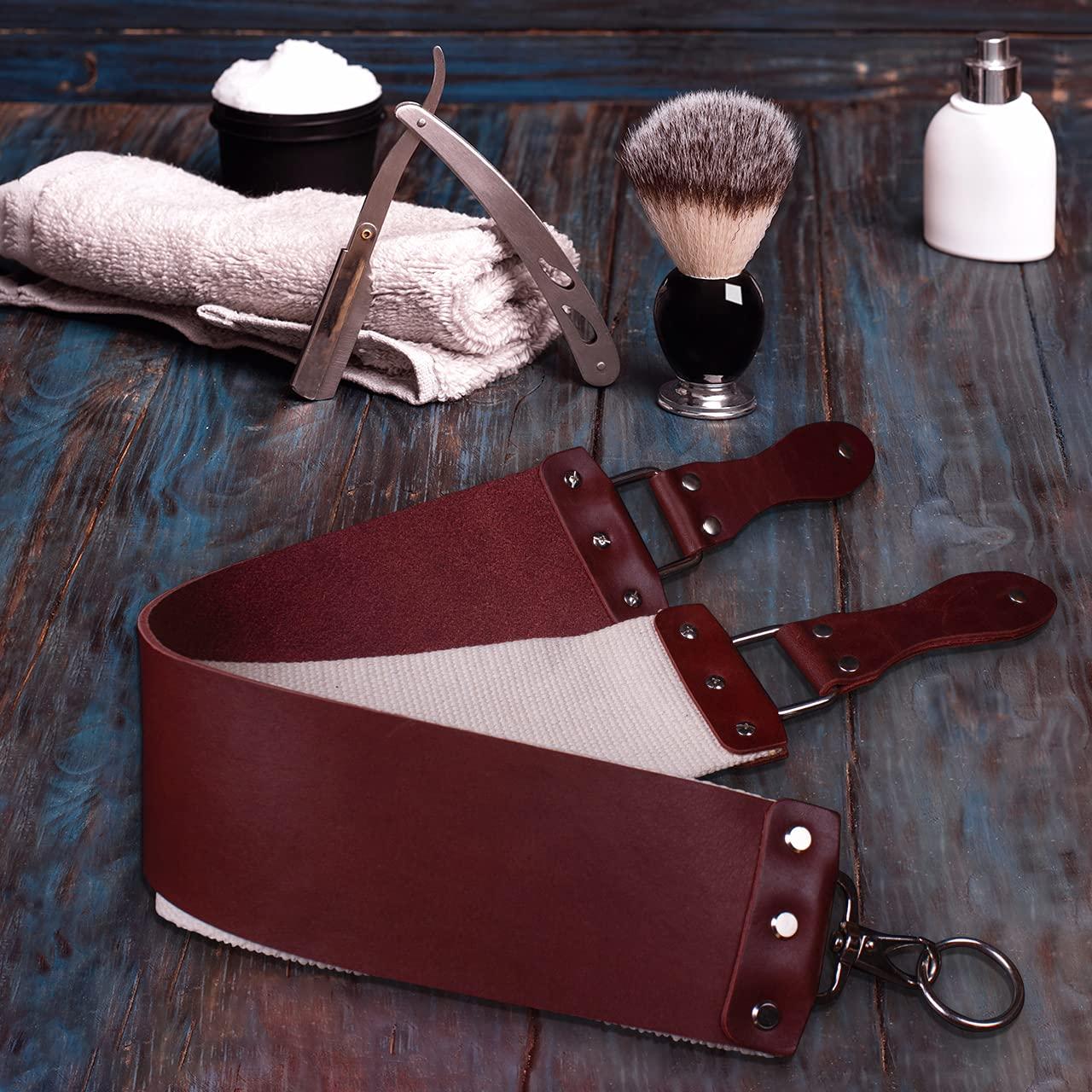 Barber's Latigo Leather Straight Razor Strop - Dual Strap for Straight ...