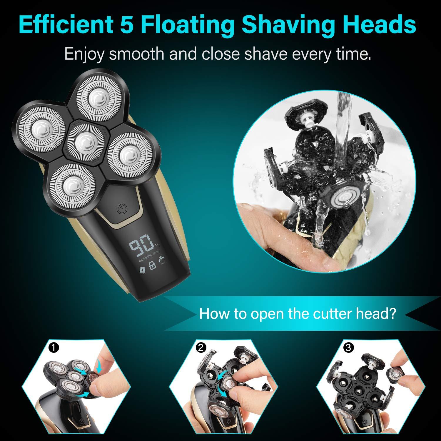 4-in-1 Electric Shaver for Men | Bald Head Shaver, Rechargeable Wet ...