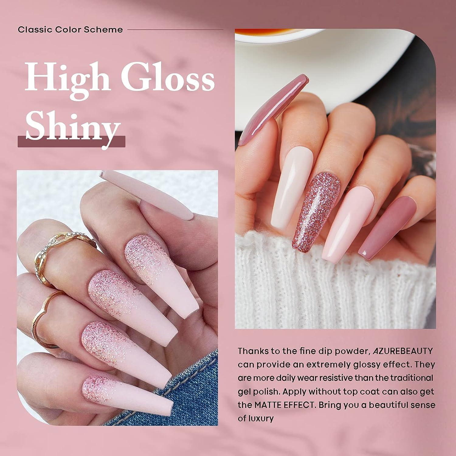 AZUREBEAUTY Dip Powder Nail Set - 6 Classic Nude Colors | Glitter ...