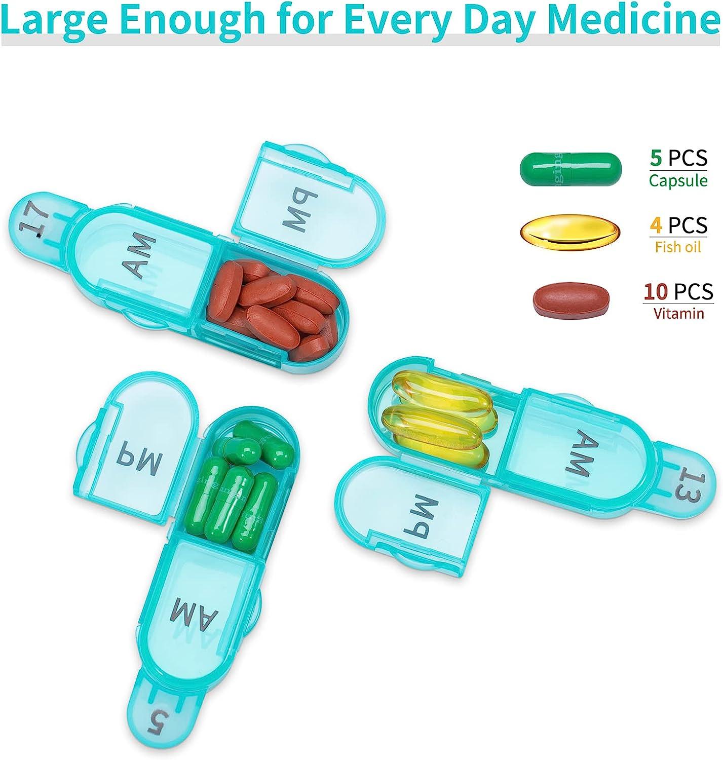 Blue Daviky Monthly Pill Organizer - 2 Times a Day | Convenient ...