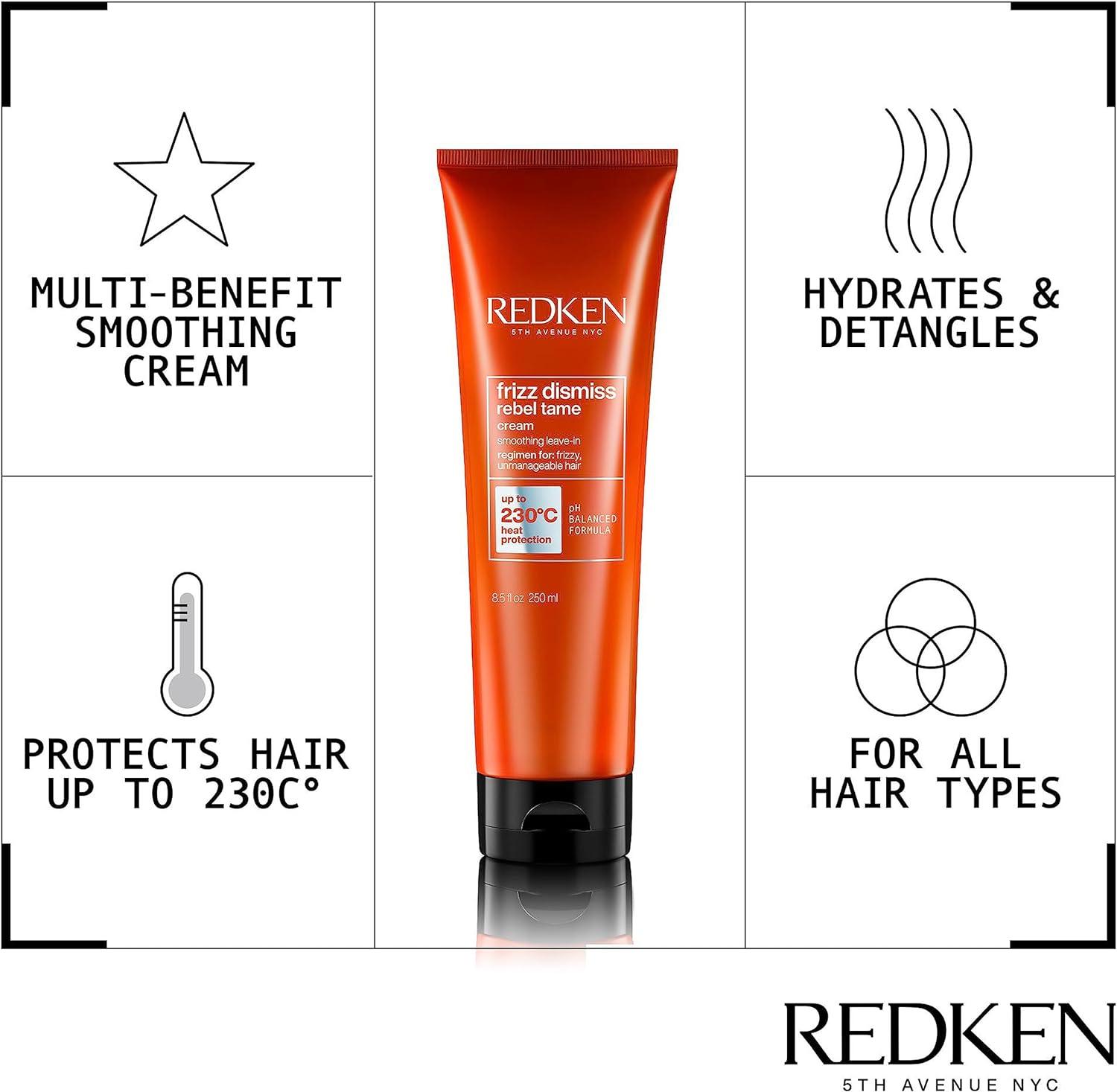 REDKEN Heat Protection Smoothing Cream Babassu Oil Frizz Dismiss Rebel ...