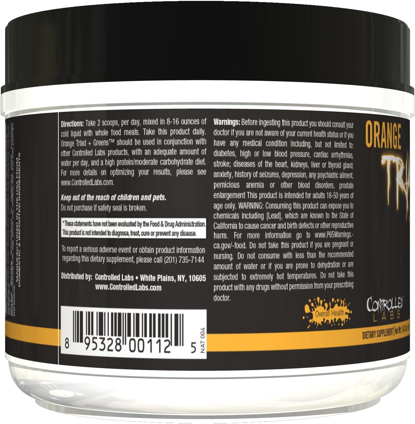 Controlled Labs Orange Triad Plus Greens 30 Servings - Iron Free ...