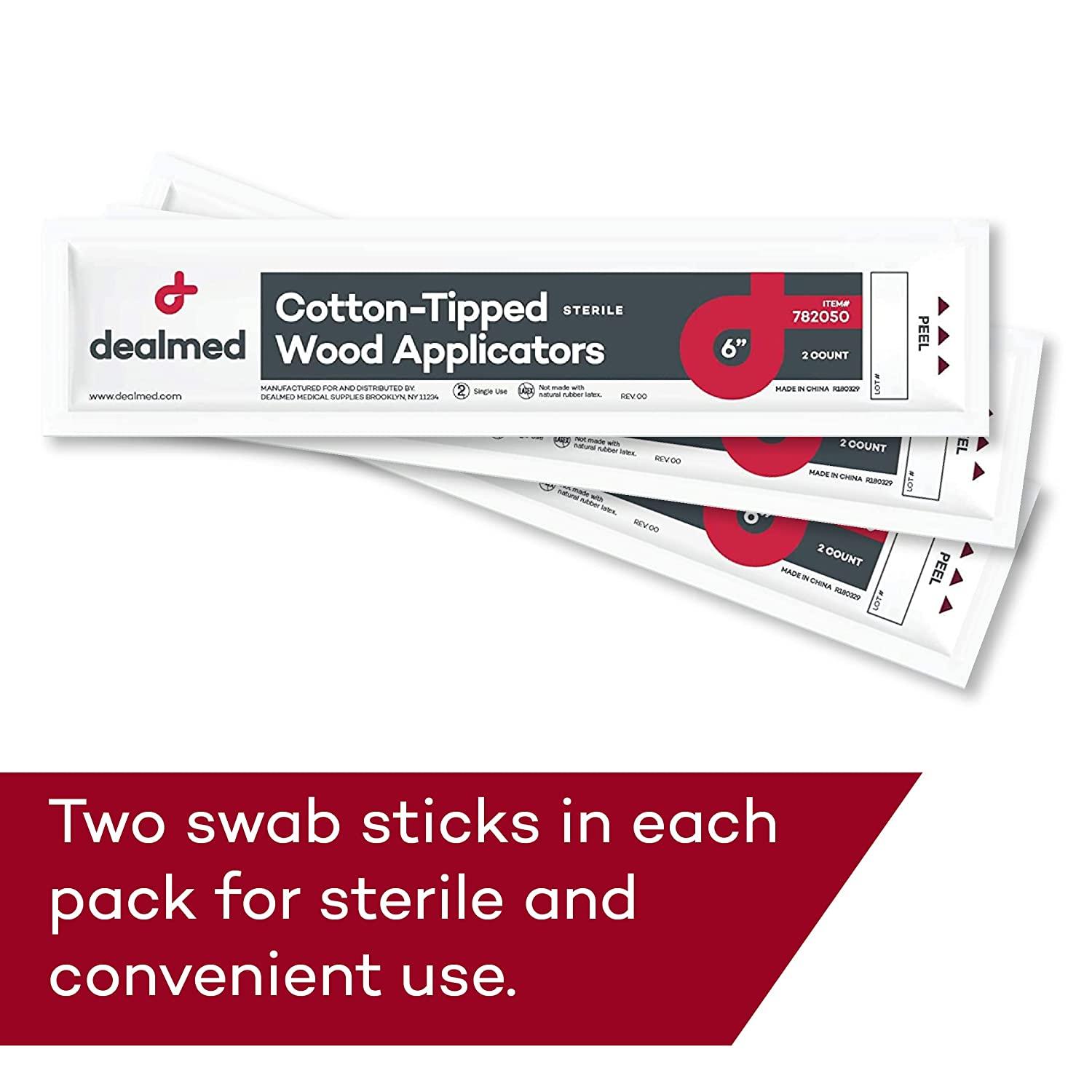 Dealmed 6 Sterile Cotton-Tipped Wood Applicators - 200 Count - Ideal ...