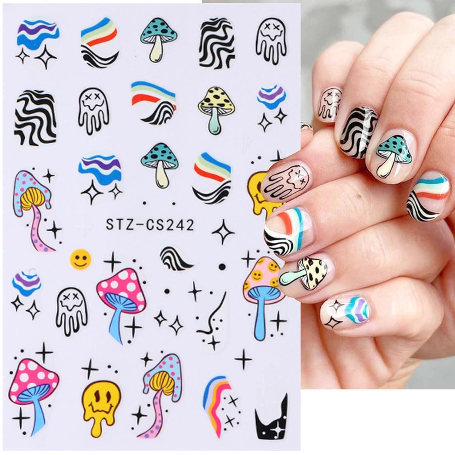 6 Sheets Iridescent Nail Art Stickers 3D Holographic Decals for Women ...