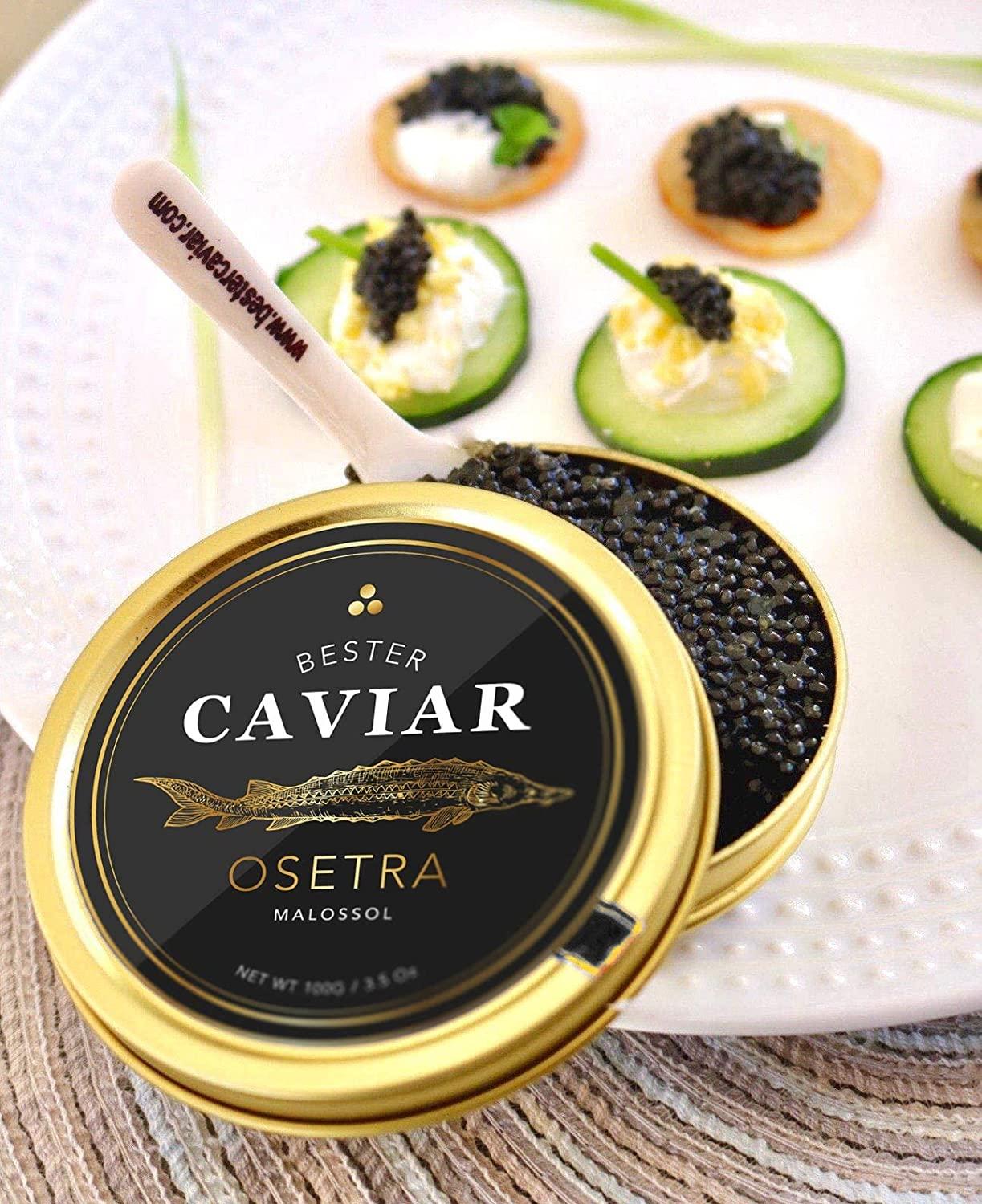 Premium Osetra Sturgeon Black Caviar - 1.76 oz (50g) - Malossol Ossetra ...