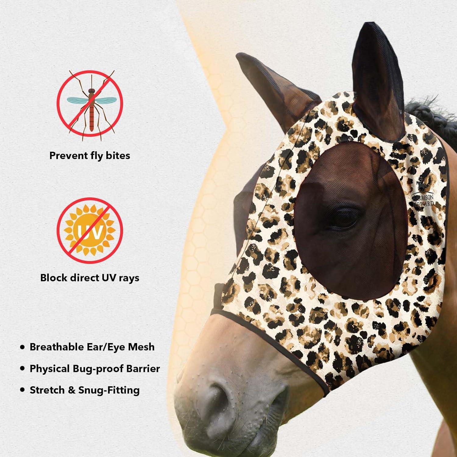 Harrison Howard Super Comfort Stretchy Fly Mask - Large Eye Space UV ...