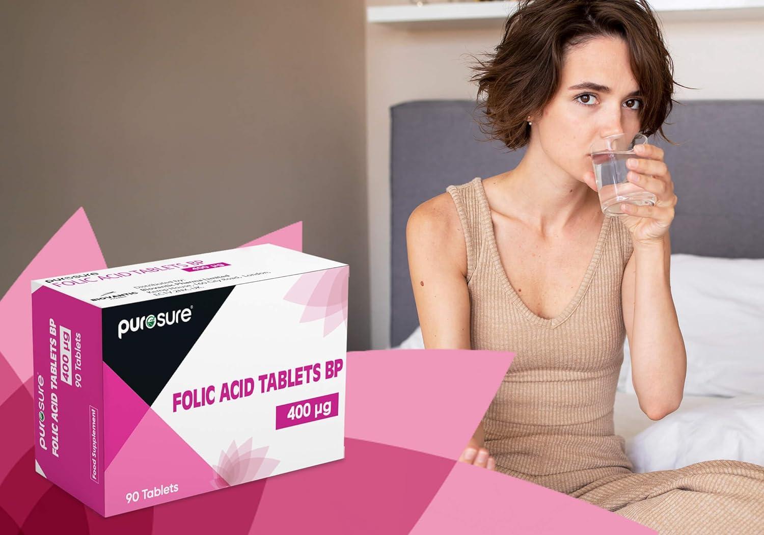 PuroSure Folic Acid 400mcg Tablets - 90 Count - Pregnancy Care & Immune ...