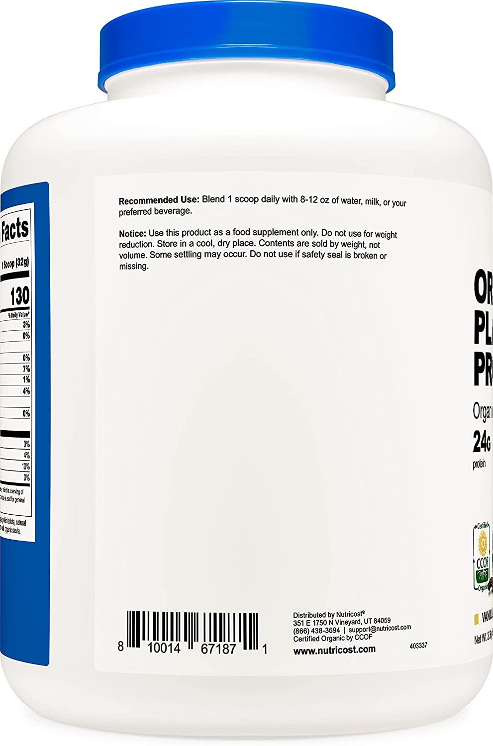 Nutricost Organic Vegan Protein Powder (Vanilla 5 LBS) - Plant Based ...