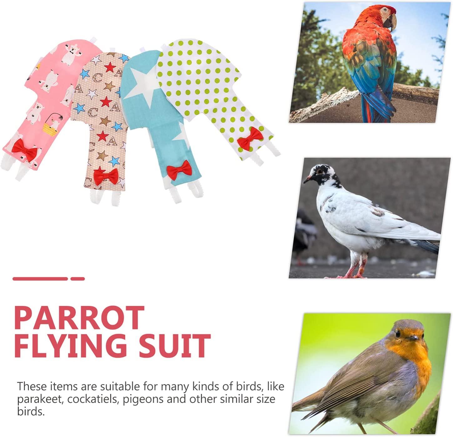 VILLCASE 4 Pack Reusable Bird Flight Suit with Bowtie Decor and Bird ...