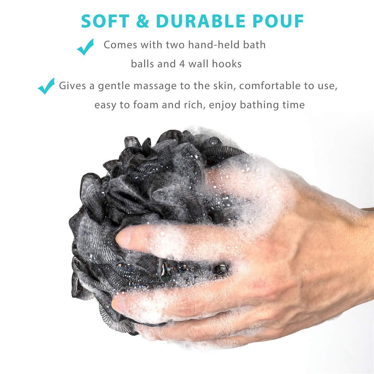 Weijie Long Handled Loofah Back Scrubber 3 Pack - Exfoliating Bath ...