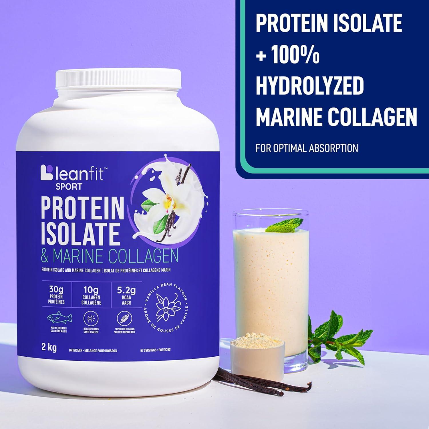 LEANFIT SPORT PROTEIN ISOLATE & MARINE COLLAGEN Natural Vanilla Grass ...