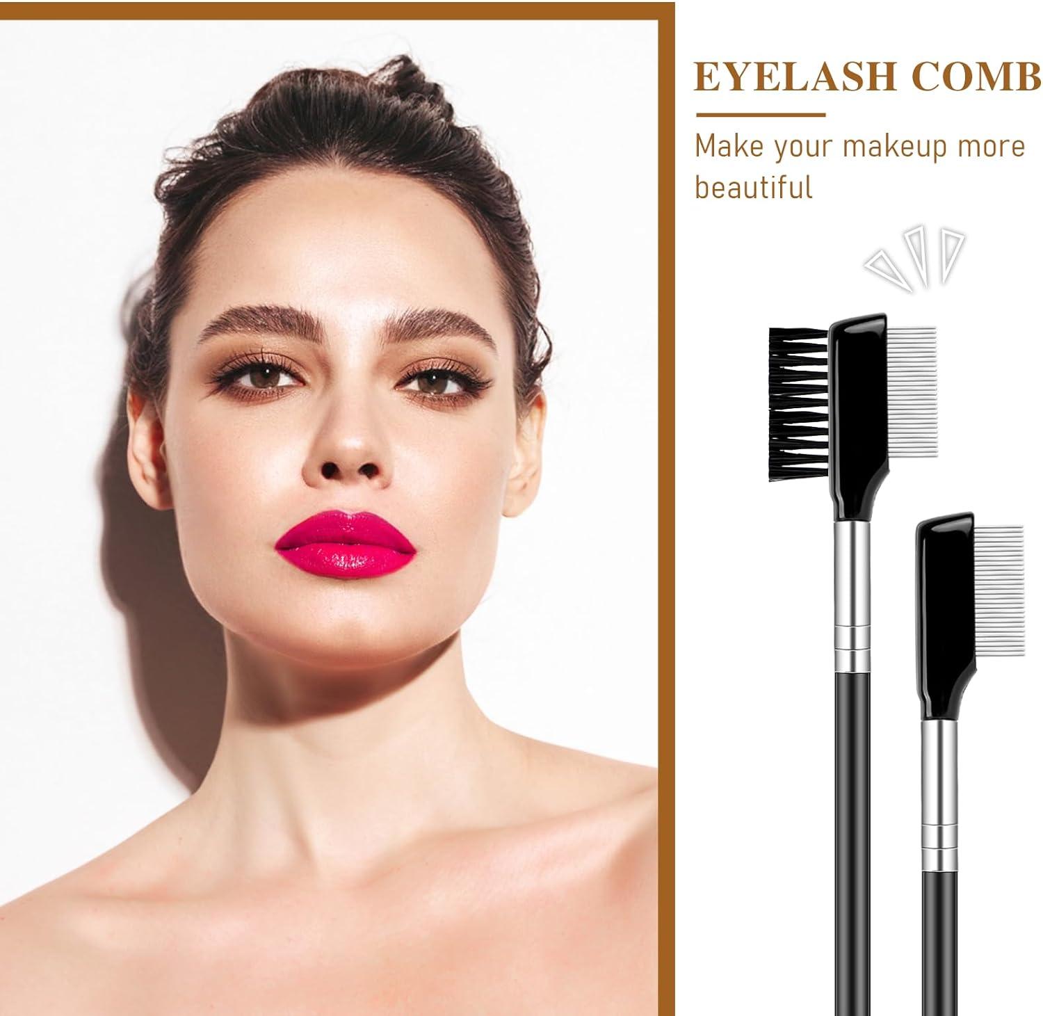 Professional Eyelash Comb with Metal Teeth 2 Pack Multi-purpose Lash ...