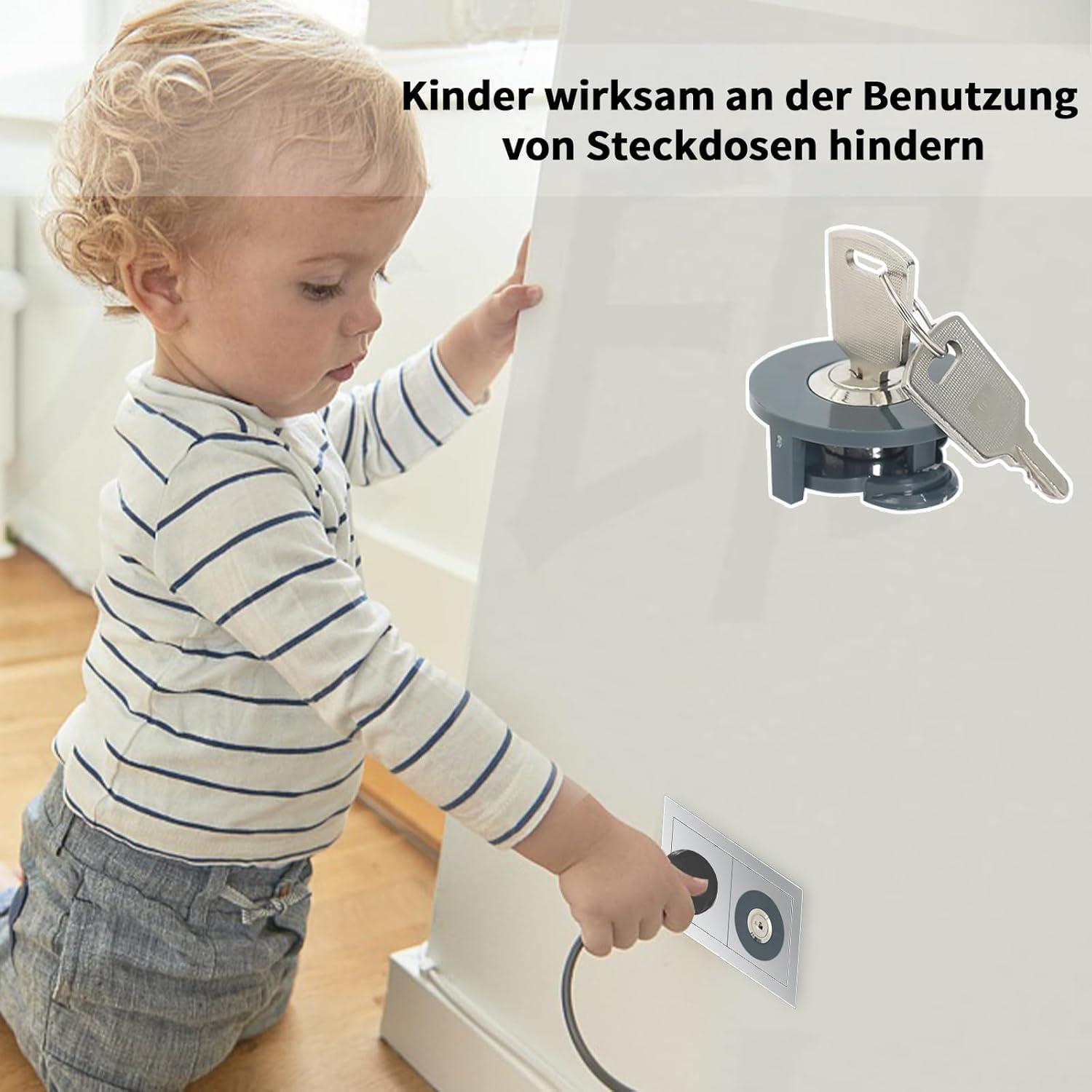 4-Piece Child Locking Socket Protection Set | Secure Baby Safety Locks ...