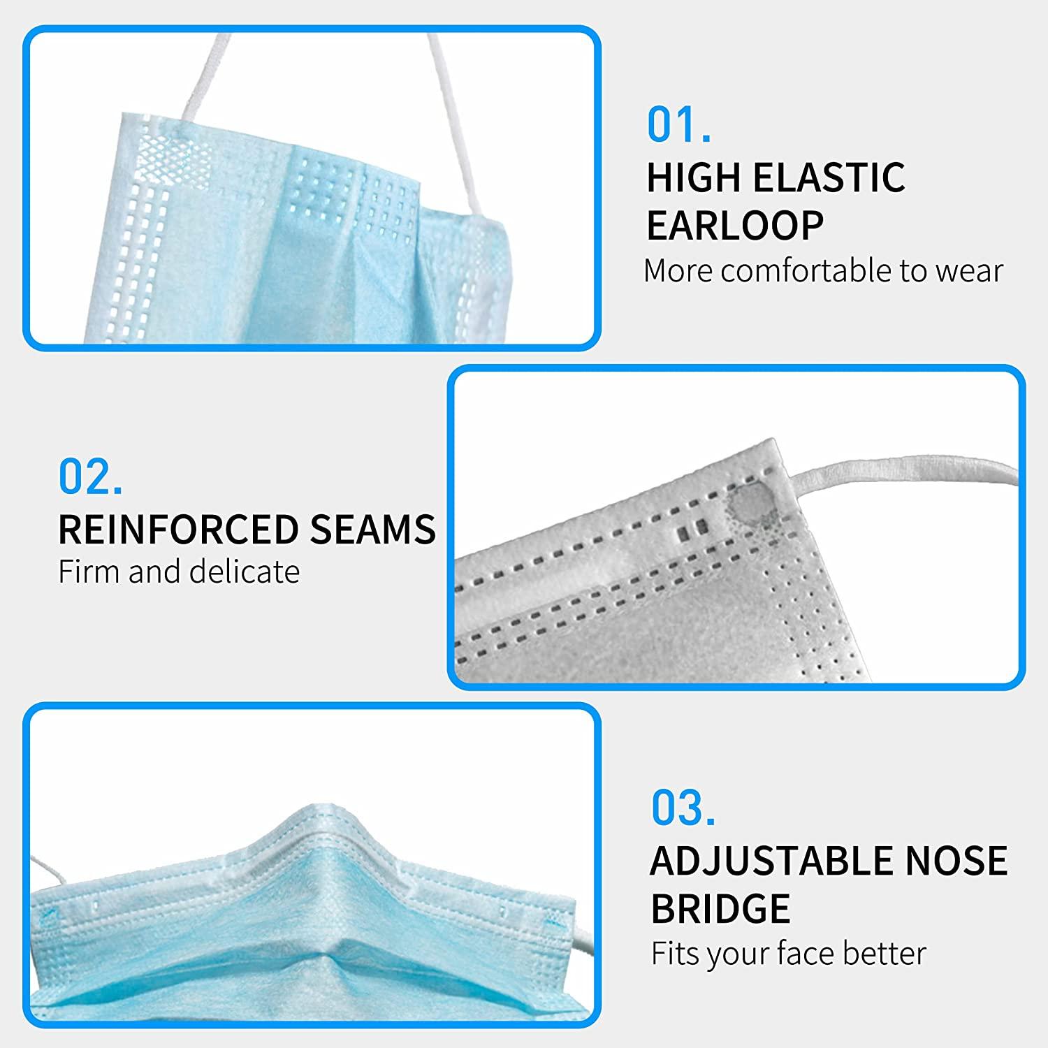 FFG Face Mask 50PCS Adult Disposable Masks 3-Layer Filter Protection ...