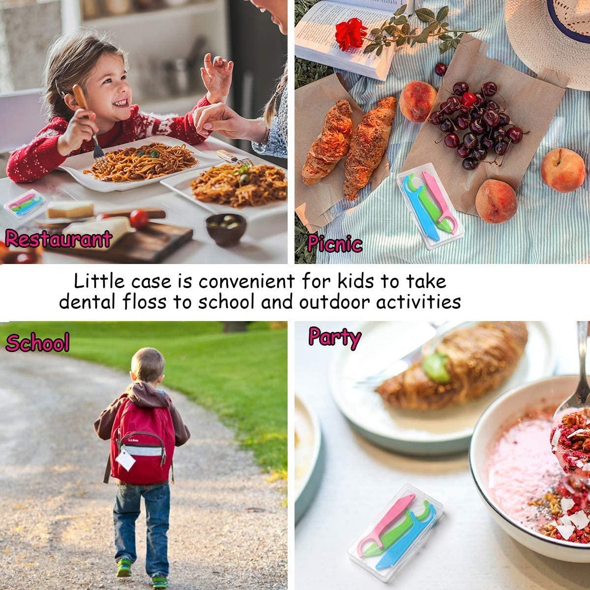 FAMILIFE Kids Dental Floss Picks - Unwaxed, Fluoride-Free Flossers with ...