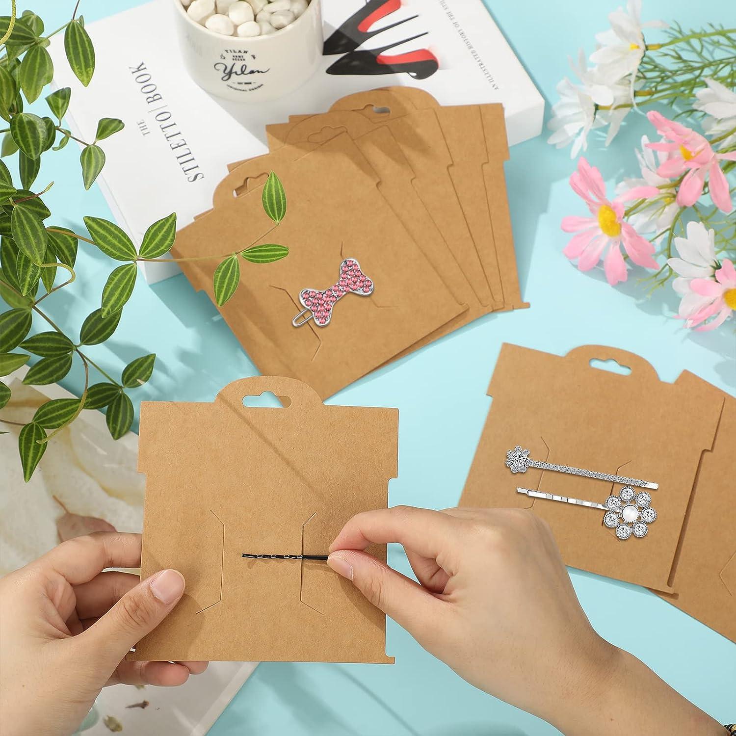 50 Pcs Kraft Hair Clip Display Cards - 4.75 x 5.25 in Rectangular ...
