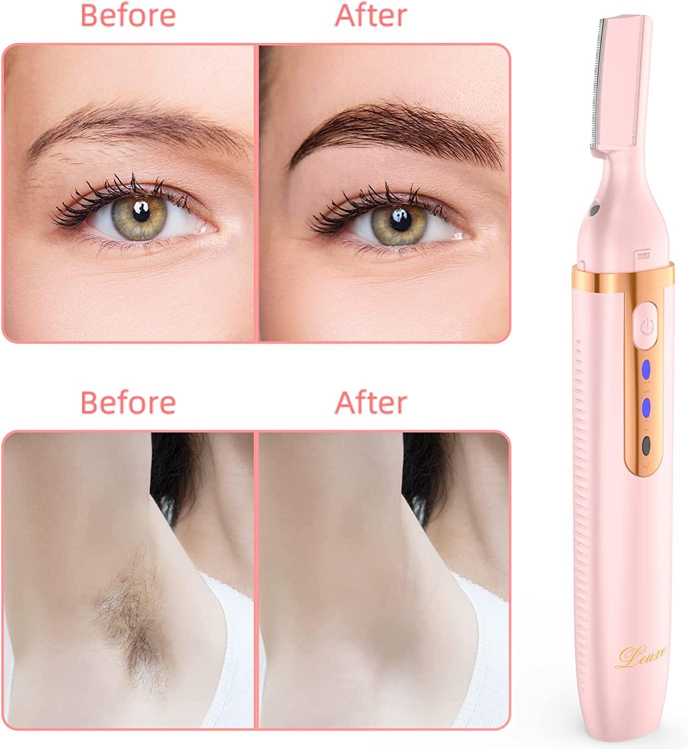 Pink Electric Eyebrow Trimmer & Hair Remover - Painless Cordless Razor ...