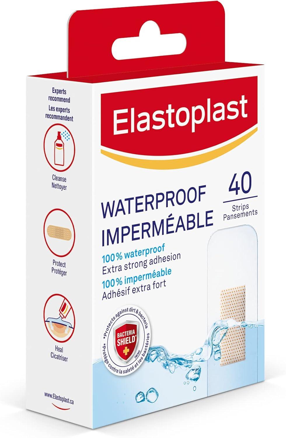 Elastoplast Aqua Protect Waterproof Adhesive Bandages | 40 Strips Transparent | 100% Waterproof ...