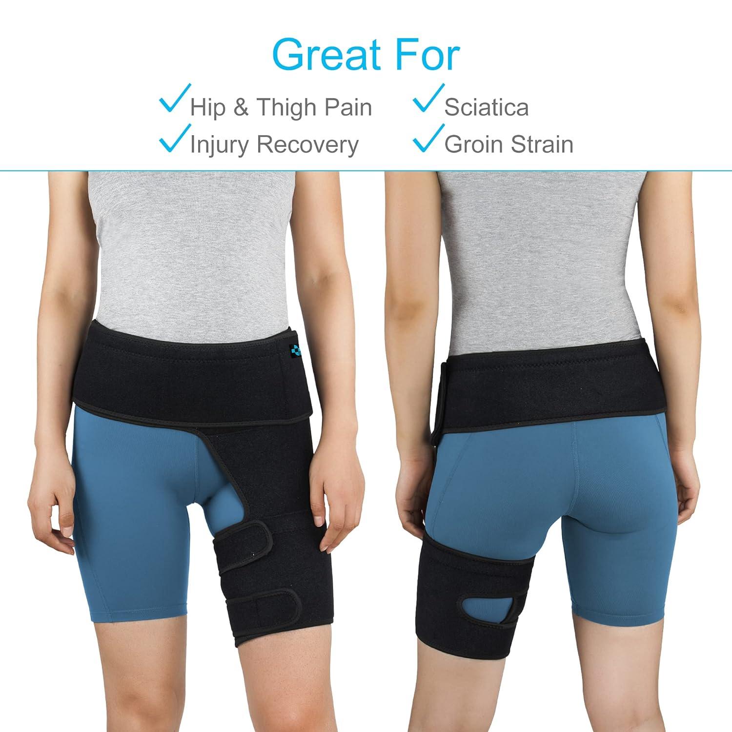 REAQER Hip Thigh Support Brace | Groin Compression Wrap for Pain Relief ...