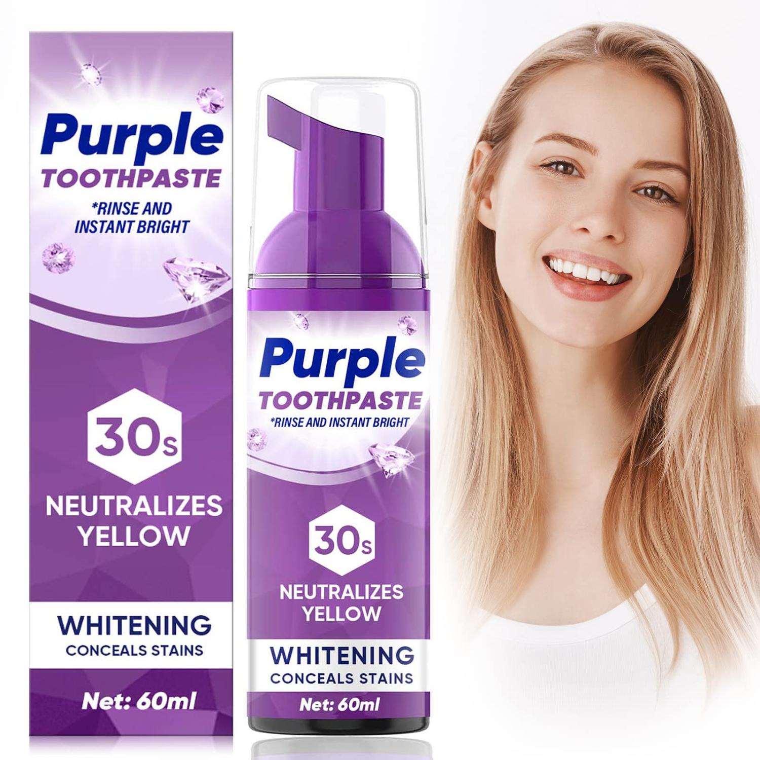 Purple Teeth Whitening Toothpaste - Stain Removal & Colour Correction ...