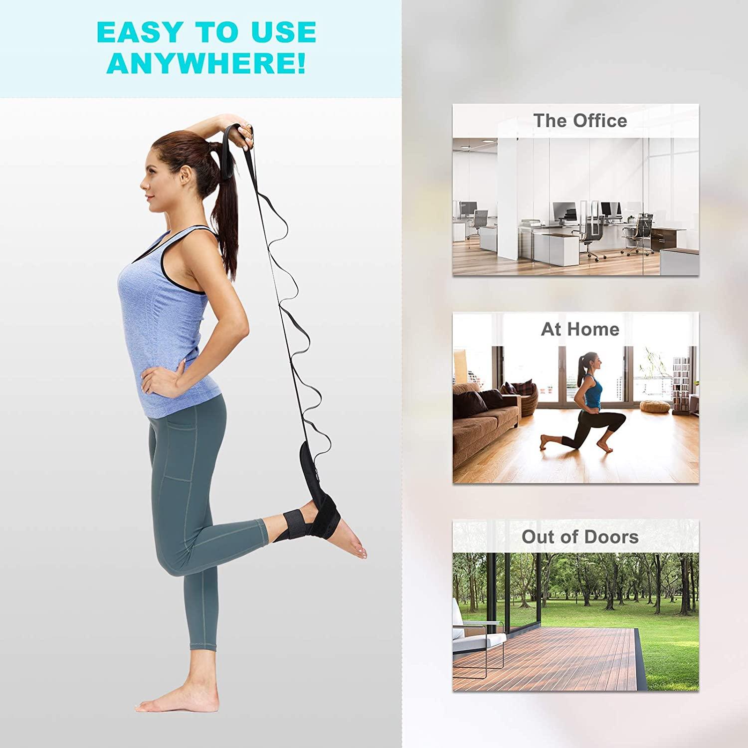 Foot and Calf Stretcher Strap for Plantar Fasciitis, Heel Spurs, Foot ...