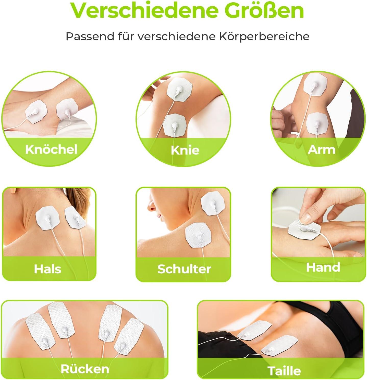 Auvon 20s Set TENS EMS Electrode Pads - Reusable 5x5 cm Electrotherapy ...