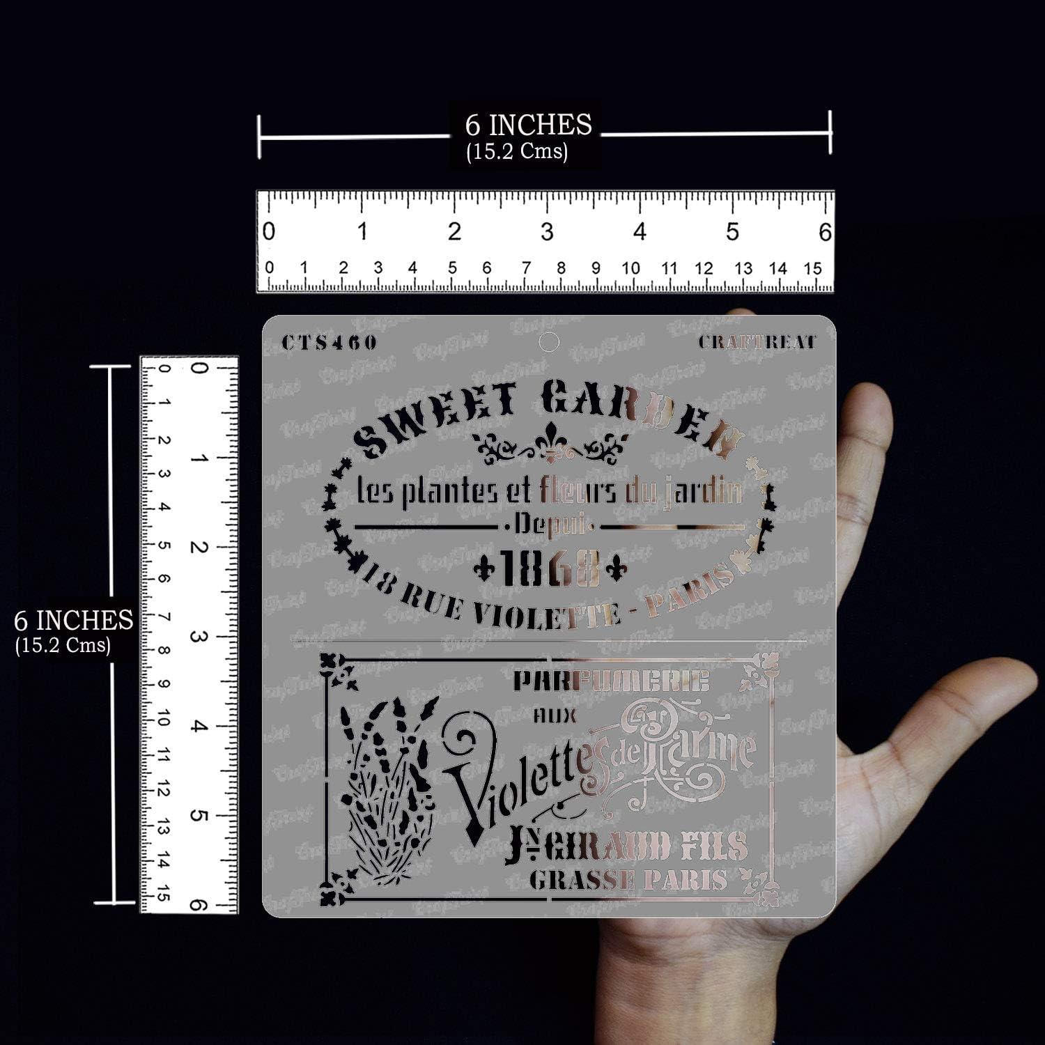 CrafTreat French Labels Stencil - Reusable 6x6 Inches DIY Art Stencil ...