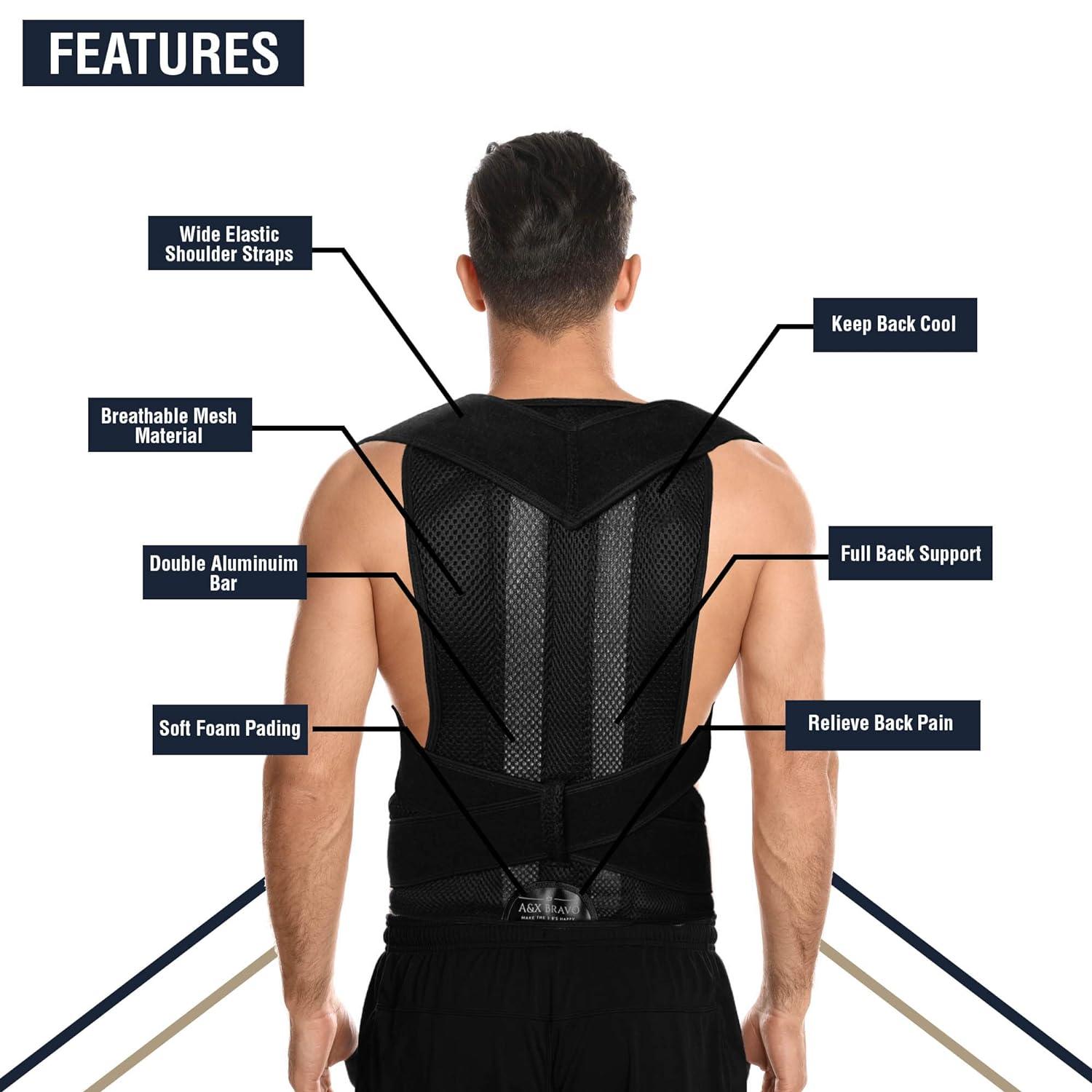 A&X Bravo Posture Corrector - Adjustable Lumbar Support Brace for Men ...