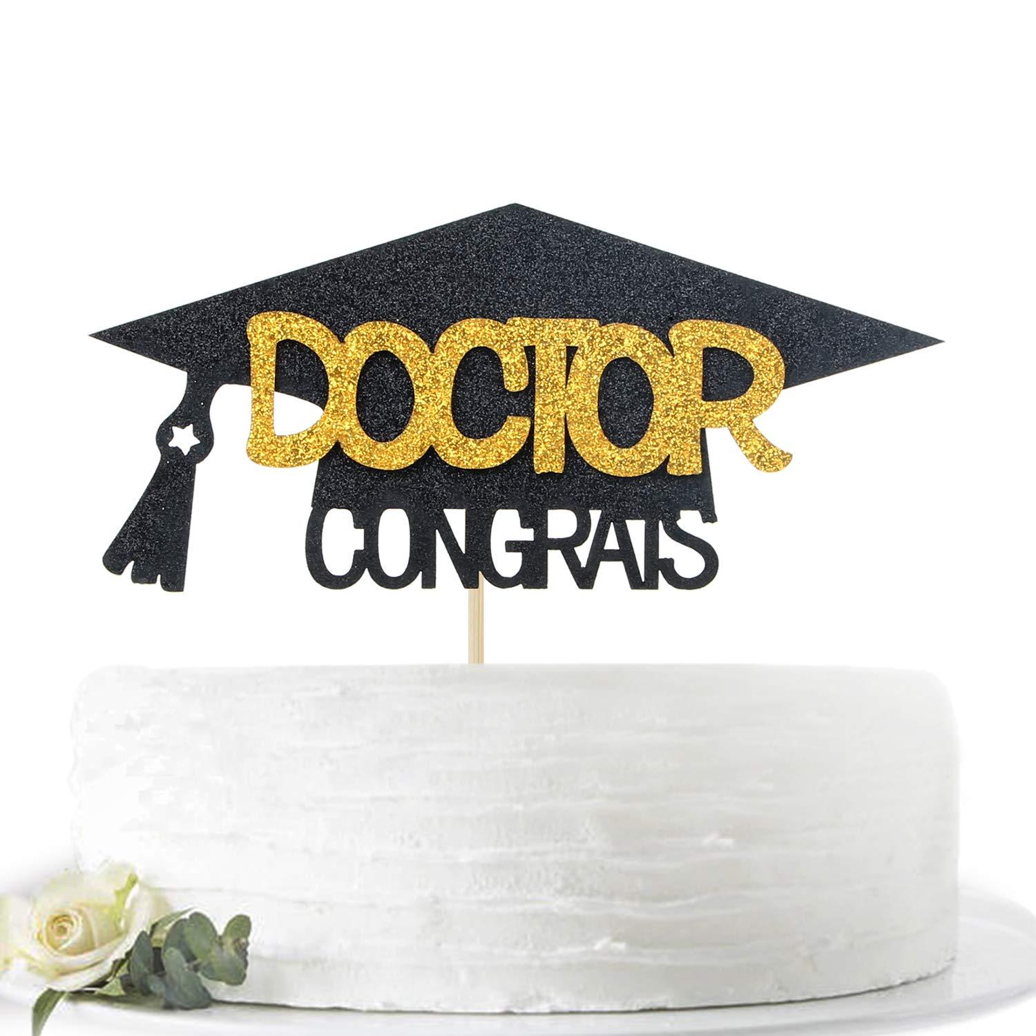 Black Glitter Congrats Doctor Cake Toppers - Future Doctor Cake Decor ...