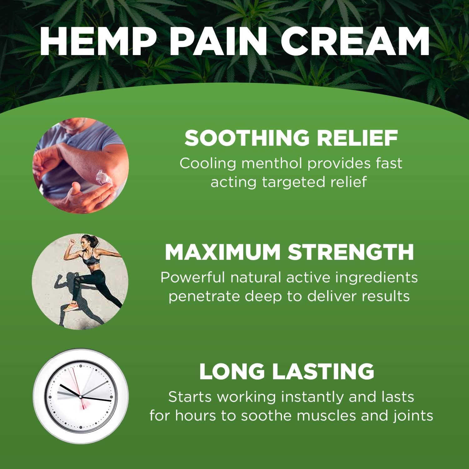 Maximum Strength Hemp Cream with Arnica & Menthol - 4 fl oz | Made in ...