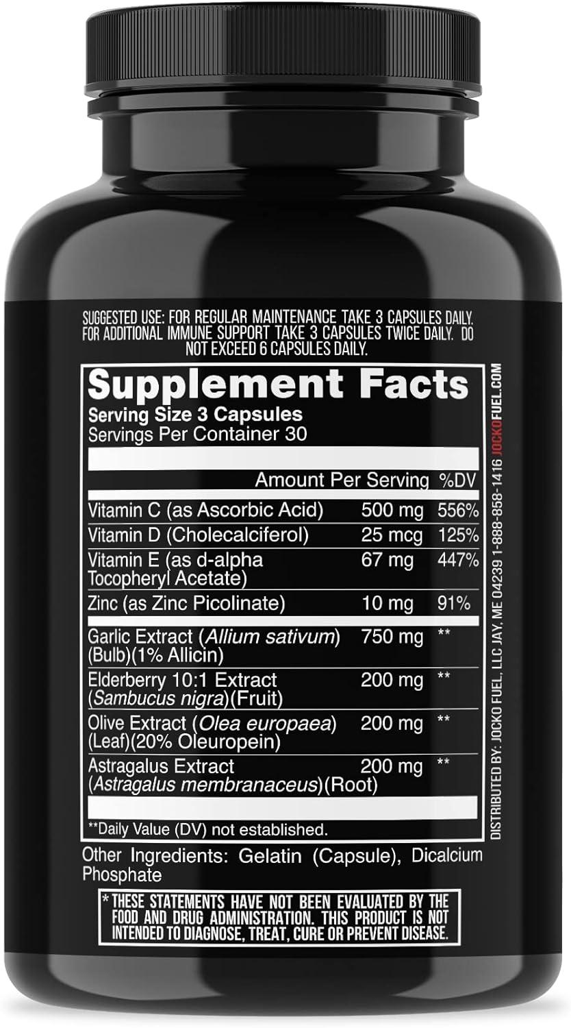 Jocko Fuel Immune Support Supplement with Elderberry, Zinc, Vitamin C ...